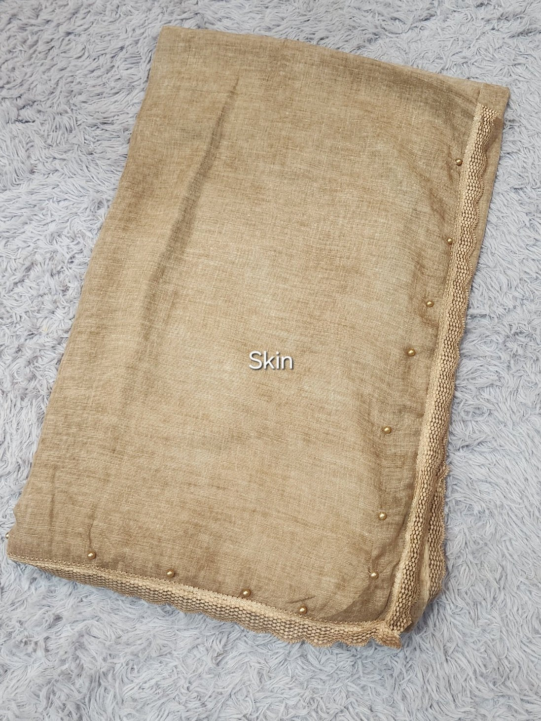 Lawn Shawl 4 Side Lace Border | Skin – Handmade Pakistan