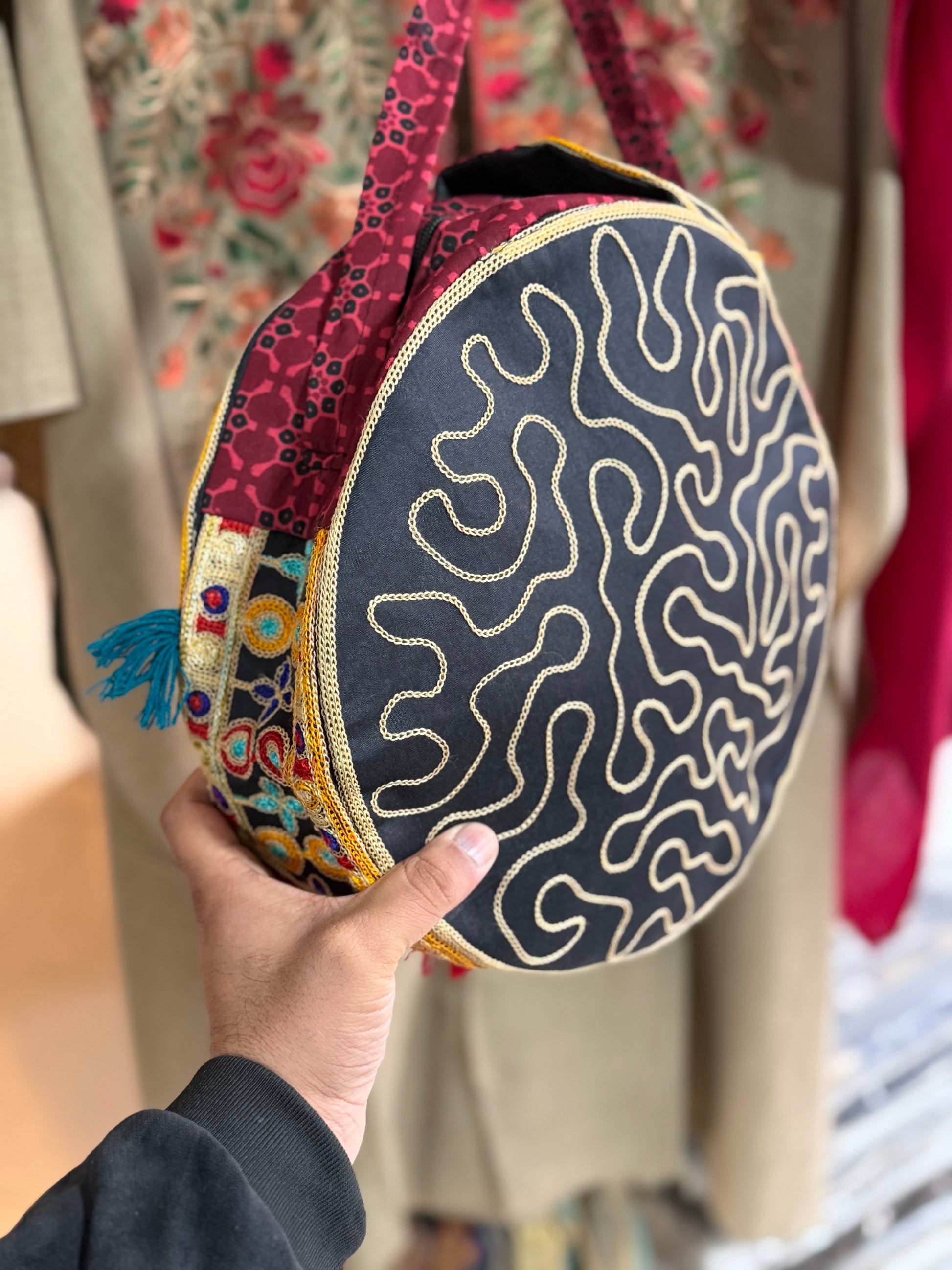 Banjara Round Shoulder Bag Embroidered Shoulder Bag | Skin Multi ...