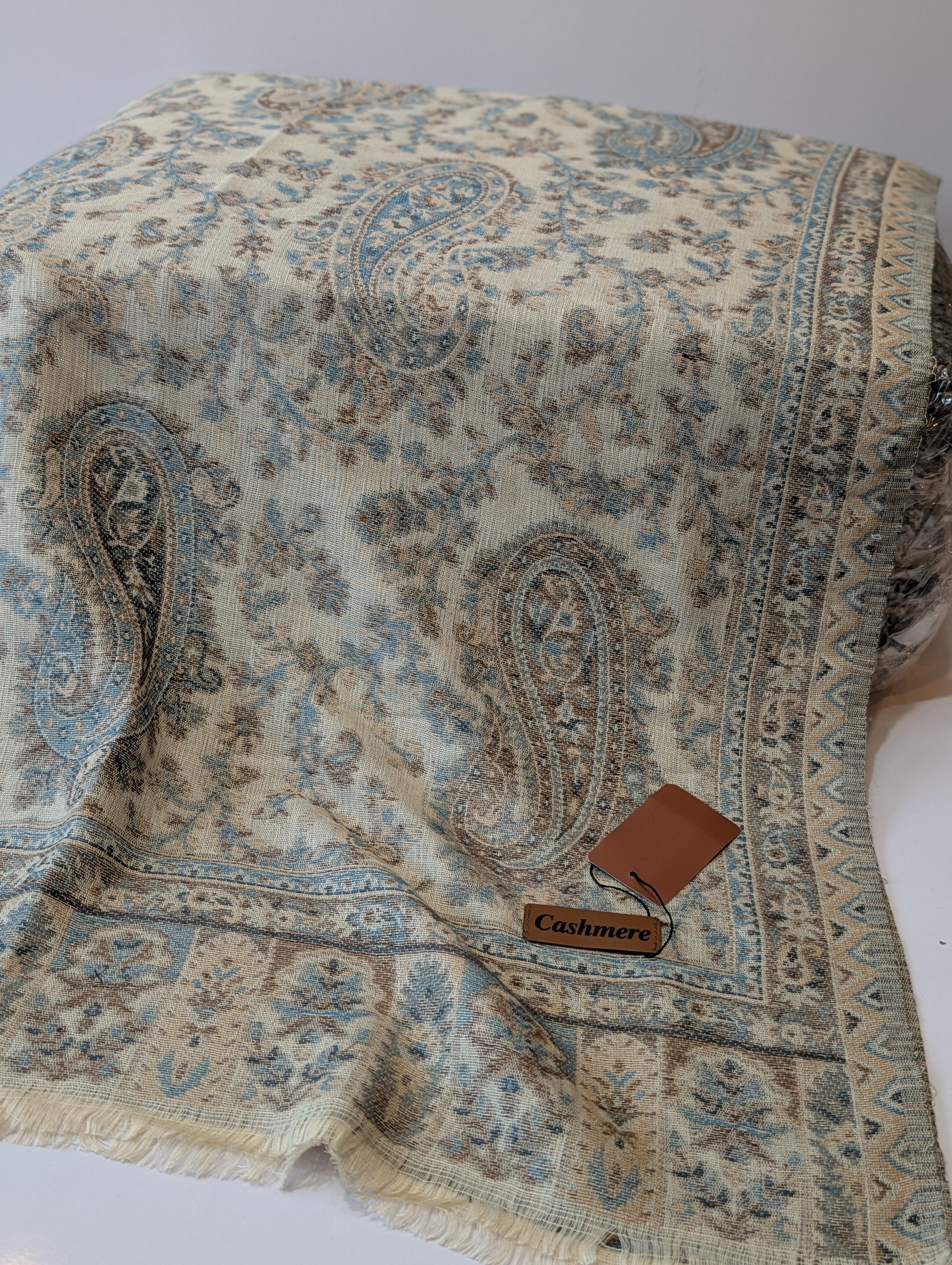 Kani Paisley Stole Sky Cashmere Acrylic Wool | Weaved Kani Wool Stole ...